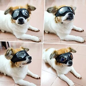 ENJOYING Small Dog Goggles Anti-UV Puppy Sunglasses Soft Pet Motorcycle Eyewear Fog-Proof Windproof Shatterproof Dog Glasses for Small-Medium Dogs, Sliver