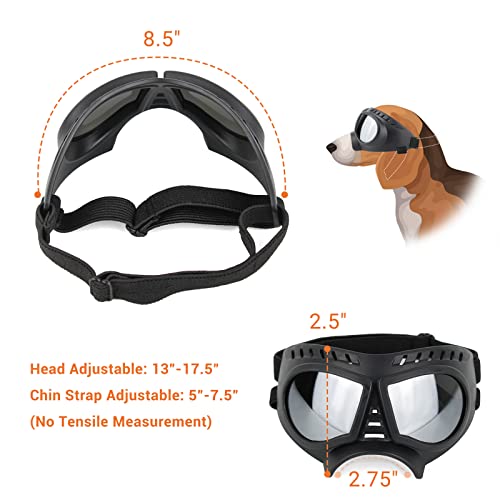 ENJOYING Small Dog Goggles Anti-UV Puppy Sunglasses Soft Pet Motorcycle Eyewear Fog-Proof Windproof Shatterproof Dog Glasses for Small-Medium Dogs, Sliver