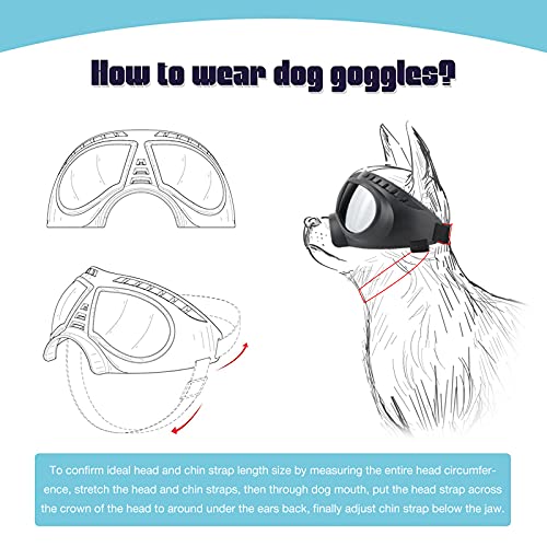 ENJOYING Small Dog Goggles Anti-UV Puppy Sunglasses Soft Pet Motorcycle Eyewear Fog-Proof Windproof Shatterproof Dog Glasses for Small-Medium Dogs, Sliver