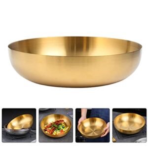 Hemoton Stainless Steel Mixing Bowl 9.4inch Japanese Ramen Noodle Bowl Gold Metal Soup Bowl Salad Serving Bowl for Fruit Udon Soba Pho Asian Noodles