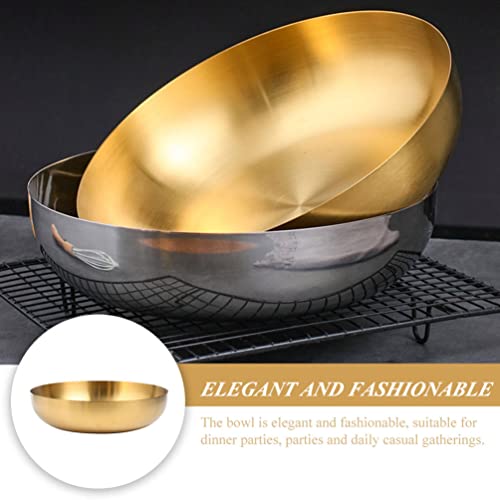 Hemoton Stainless Steel Mixing Bowl 9.4inch Japanese Ramen Noodle Bowl Gold Metal Soup Bowl Salad Serving Bowl for Fruit Udon Soba Pho Asian Noodles