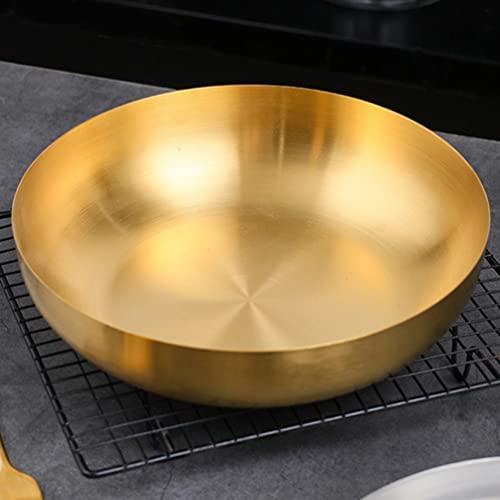 Hemoton Stainless Steel Mixing Bowl 9.4inch Japanese Ramen Noodle Bowl Gold Metal Soup Bowl Salad Serving Bowl for Fruit Udon Soba Pho Asian Noodles