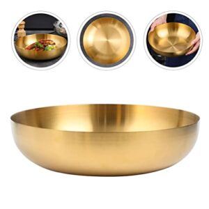 Hemoton Stainless Steel Mixing Bowl 9.4inch Japanese Ramen Noodle Bowl Gold Metal Soup Bowl Salad Serving Bowl for Fruit Udon Soba Pho Asian Noodles