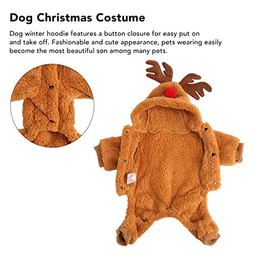 Dog Winter Clothes,Pet Reindeer Cosplay Dog Cat Costume Reindeer Dog Hoodie Funny Pet Elk Cosplay Costume Puppy Fleece Outfits Warm Hoodie XL