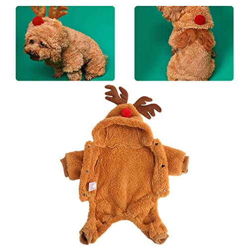 Dog Winter Clothes,Pet Reindeer Cosplay Dog Cat Costume Reindeer Dog Hoodie Funny Pet Elk Cosplay Costume Puppy Fleece Outfits Warm Hoodie XL