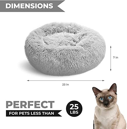 Whiskers & Friends Cat Bed, Cat Beds for Indoor Cats Washable, for Small Cat Bed, Large Cat Bed, Kitten Bed, Small Dog Bed, Anti Anxiety Calming Pet Bed, Cat Beds & Furniture, Round Cat Nest Bed