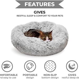 Whiskers & Friends Cat Bed, Cat Beds for Indoor Cats Washable, for Small Cat Bed, Large Cat Bed, Kitten Bed, Small Dog Bed, Anti Anxiety Calming Pet Bed, Cat Beds & Furniture, Round Cat Nest Bed