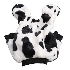 Winter Dog Pajamas Cute Milk Cow Polyester Cotton Dog Hoodie Plush Puppy Clothes Soft Pet Jumpsuit Winter Coat S