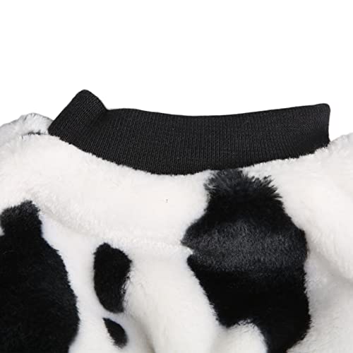 Winter Dog Pajamas Cute Milk Cow Polyester Cotton Dog Hoodie Plush Puppy Clothes Soft Pet Jumpsuit Winter Coat S