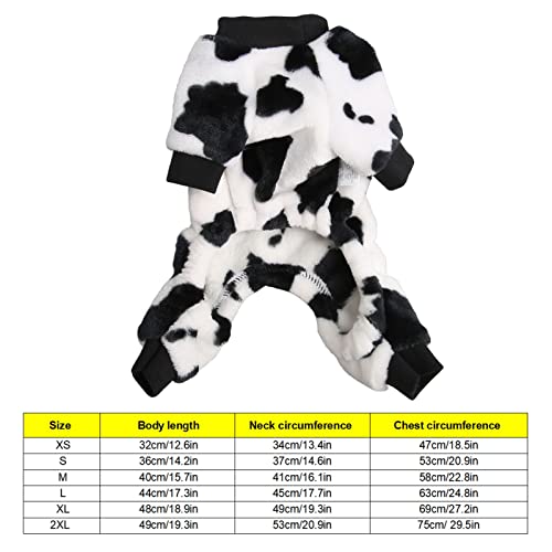 Winter Dog Pajamas Cute Milk Cow Polyester Cotton Dog Hoodie Plush Puppy Clothes Soft Pet Jumpsuit Winter Coat S