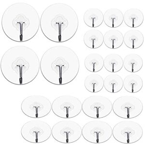 proivory adhesive hooks, 24pcs heavy duty wall hooks waterproof transparent self adhesive sticky hooks for hanging heavy duty nail free seamless hooks for for bathroom kitchen utility hooks