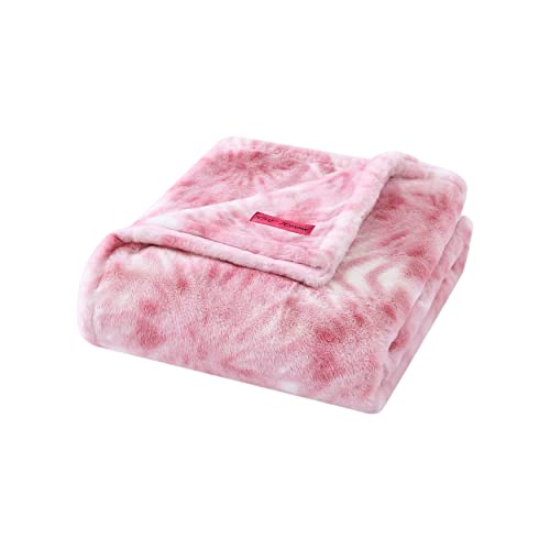 Betsey Johnson- Throw Blanket, Ultra Soft Faux Fur Home Décor, All Season Bedding (Fireworks Tie Dye Pink, 50 x 60)