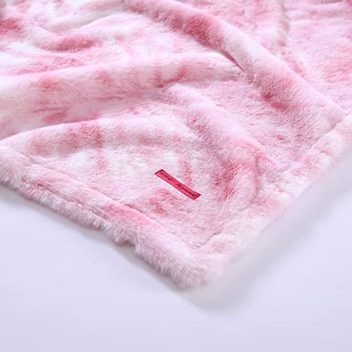 Betsey Johnson- Throw Blanket, Ultra Soft Faux Fur Home Décor, All Season Bedding (Fireworks Tie Dye Pink, 50 x 60)