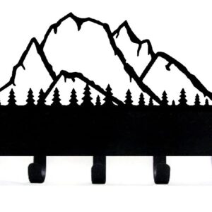 The Metal Peddler Mountain Landscape Key Rack Hanger - Small 6 inch Wide - Made in USA; Wall Mounted Hooks; Gift for Nature Lovers