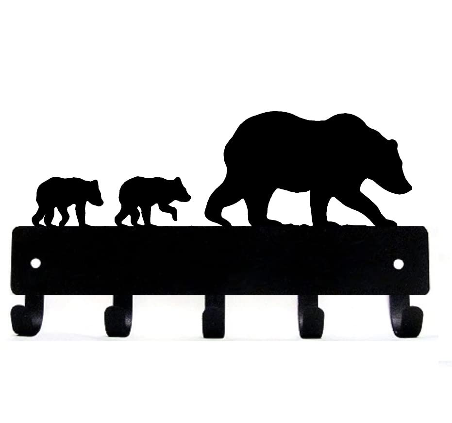 The Metal Peddler Bear & Cubs Key Rack Holder - Small 6 inch Wide x 3 inch high - Made in USA; Wall Mount