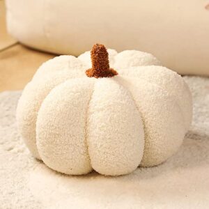 sdetrcq halloween pumpkin pillow decor, pumpkin plush pillow fleece stuffed pumpkins decoration halloween pumpkins throw pillow for couch, soft halloween pumpkin decor gifts (white, 8'')