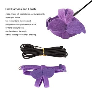 Bird Harness Leash Purple Bird Harness and Leash Pet Outdoor Flying Rope Bird Flying Harness Traction Rope for Parrots Pigeons Birds Purple