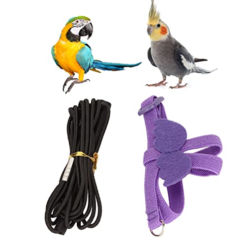 Bird Harness Leash Purple Bird Harness and Leash Pet Outdoor Flying Rope Bird Flying Harness Traction Rope for Parrots Pigeons Birds Purple