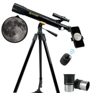 spectrum optical instruments - astrolite 60az refractor telescope travel bag bundle for adults & beginner astronomers with smartphone adapter, 25-150x magnification, 60mm aperture 500mm focal length