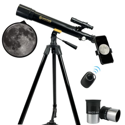 Spectrum Optical Instruments - AstroLite 60AZ Refractor Telescope Travel Bag Bundle for Adults & Beginner Astronomers with Smartphone Adapter, 25-150x Magnification, 60mm Aperture 500mm Focal Length