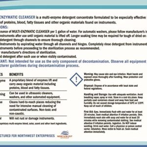 NORTHWEST ENTERPRISES Multi-Enzymatic Ultrasonic Cleaner Solution for Surgical Instrument and Equipment Reprocessing. Concentrated. One Gallon.