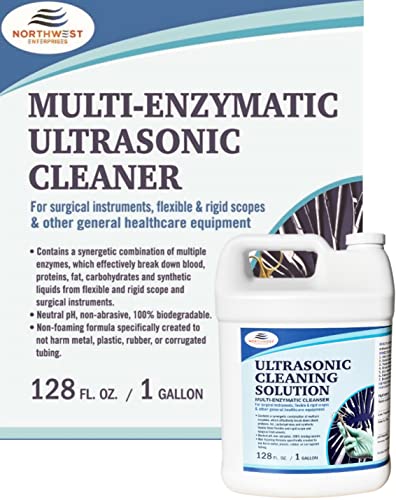 NORTHWEST ENTERPRISES Multi-Enzymatic Ultrasonic Cleaner Solution for Surgical Instrument and Equipment Reprocessing. Concentrated. One Gallon.