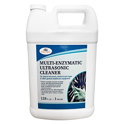 NORTHWEST ENTERPRISES Multi-Enzymatic Ultrasonic Cleaner Solution for Surgical Instrument and Equipment Reprocessing. Concentrated. One Gallon.