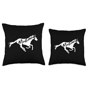 Running Wild Mustang Horse Owner Breed Lover Running Wild Mustang Horse Breed Lover Silhouette Throw Pillow, 18x18, Multicolor