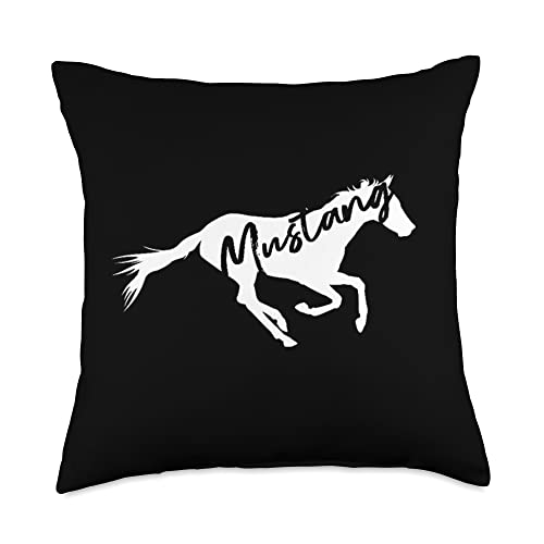 Running Wild Mustang Horse Owner Breed Lover Running Wild Mustang Horse Breed Lover Silhouette Throw Pillow, 18x18, Multicolor