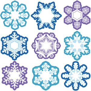 containlol 45 pcs winter cutouts, christmas accents paper cutouts name tags seasonal bulletin board tree displays classroom decor for teacher homeschool holiday (snowflake style, blue, purple)