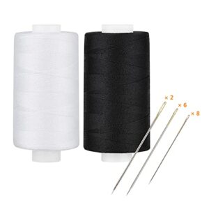 simthread all purpose thread polyester 400 yards (1 white 1 black)