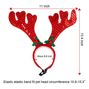 Christmas Dog Elk Reindeer Antler Headband Red Xmas Pet Costume Headwear Adjustable Accessories for Small Medium Dog Puppy