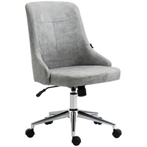 vinsetto armless task chair, mid-back desk chair, microfiber home office chair with adjustable height, tilt, swivel function, gray