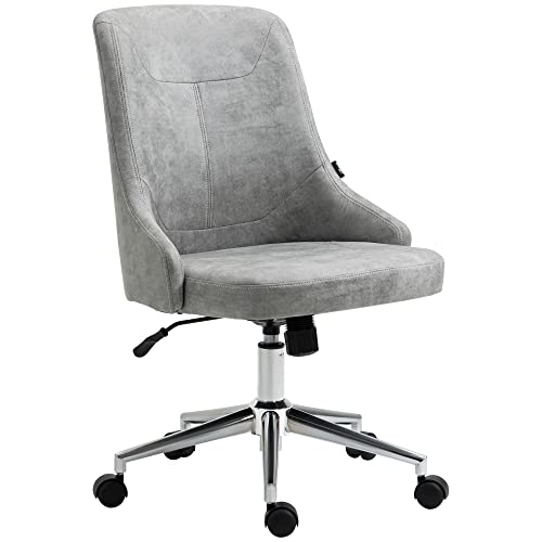 Vinsetto Armless Task Chair, Mid-Back Desk Chair, Microfiber Home Office Chair with Adjustable Height, Tilt, Swivel Function, Gray