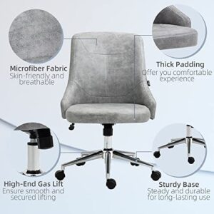 Vinsetto Armless Task Chair, Mid-Back Desk Chair, Microfiber Home Office Chair with Adjustable Height, Tilt, Swivel Function, Gray