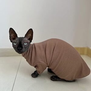 Sphynx Cats Shirt Cat Turtleneck Cotton Sweater Pullover Kitten T-Shirts with Sleeves Cat Pajamas Jumpsuit for Sphynx Cornish Rex, Devon Rex, Peterbald (XX-Large (Pack of 1), Light Brown)