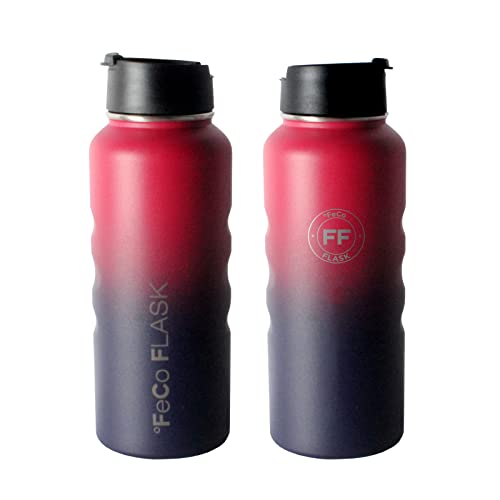 FeCo FLASK Water Bottle - 32 Oz, Interchangeable Lids, Leak Proof, Vacuum Insulated Stainless Steel, Double Walled, Thermo Mug, Metal Canteen