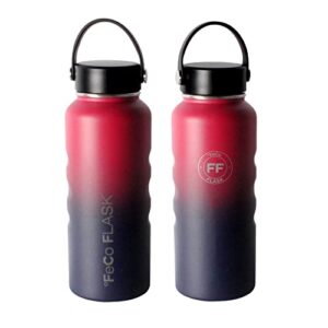 FeCo FLASK Water Bottle - 32 Oz, Interchangeable Lids, Leak Proof, Vacuum Insulated Stainless Steel, Double Walled, Thermo Mug, Metal Canteen