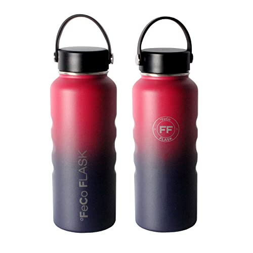 FeCo FLASK Water Bottle - 32 Oz, Interchangeable Lids, Leak Proof, Vacuum Insulated Stainless Steel, Double Walled, Thermo Mug, Metal Canteen