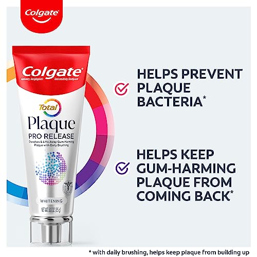 Colgate Total Plaque Pro Release Whitening Toothpaste, 1 Pack, 3.0 Oz Tube