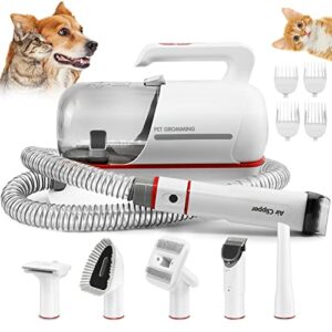 VipCare Pet Grooming Kit & Vacuum Suction - 5in1 Dogs & Cats Grooming Tools & Kits Included Grooming Brush, Cleaning Brush, Cleaning Nozzle, Deshedding Tool and Hair Clipper for Dogs Cats