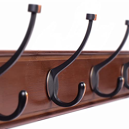 poemland 32" Wall Mount Extra Large Wood Coat Hooks with Heavy Duty Metal Hardware for Hanging Coat,Clothes,Jacket,Hats (Walnut)