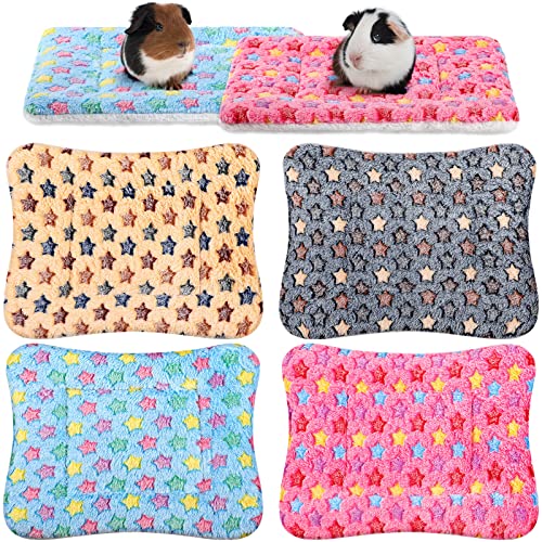 4 Pack Guinea Pig Bed Mat Bedding for Cage with Cute Prints Fleece Cats Dog Crate Kennel Pad Mat for Small Animal Bed Hedgehogs Bunny Ferrets Hamster Pet Pad Liner (Little Star,13 x 10 Inch)