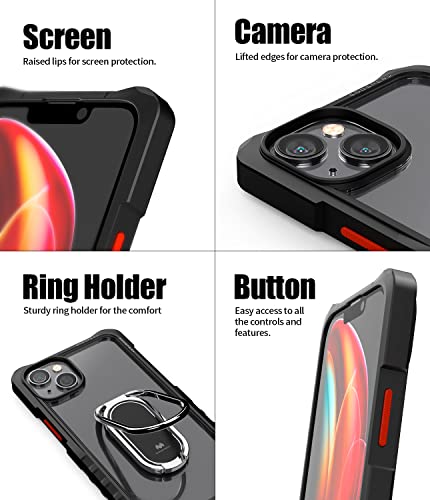 GOOSPERY Z Bumper 360° Sturdy Kickstand Ring Holder Crossbody Compatible with iPhone 14 Plus Case [Strap Included] Dual Layer Structure TPU EdgeClear Cover with Strap, Black