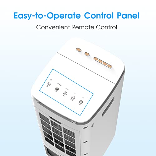 Evaporative Air Cooler Air Conditioner Portable with Remote Control, 50 Degree Oscillation, 3 Speeds & Adjustable Modes, 15 Hour Timer with Ice Packs for Home Office School Outdoor