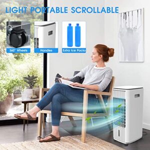 Evaporative Air Cooler Air Conditioner Portable with Remote Control, 50 Degree Oscillation, 3 Speeds & Adjustable Modes, 15 Hour Timer with Ice Packs for Home Office School Outdoor