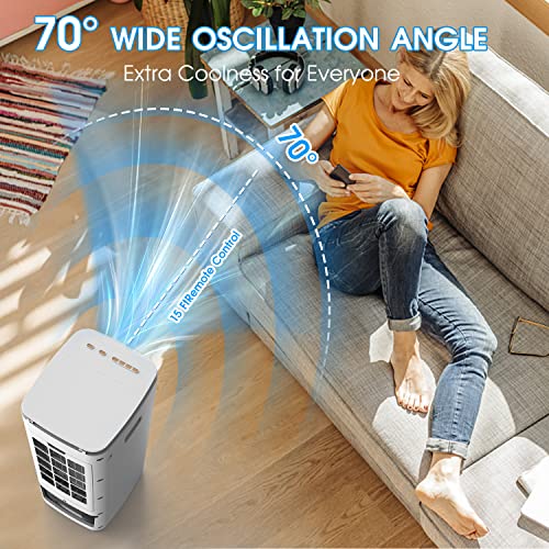 Evaporative Air Cooler Air Conditioner Portable with Remote Control, 50 Degree Oscillation, 3 Speeds & Adjustable Modes, 15 Hour Timer with Ice Packs for Home Office School Outdoor