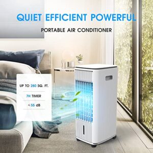 Evaporative Air Cooler Air Conditioner Portable with Remote Control, 50 Degree Oscillation, 3 Speeds & Adjustable Modes, 15 Hour Timer with Ice Packs for Home Office School Outdoor