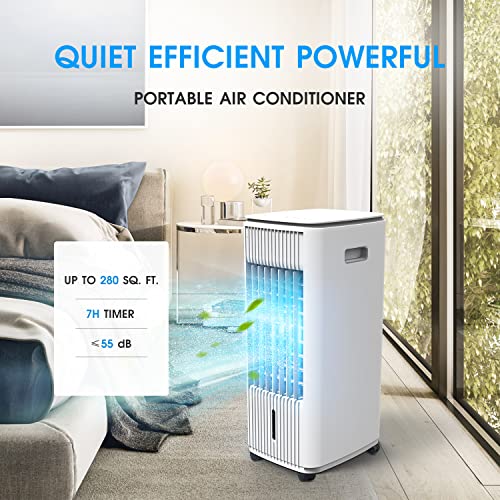 Evaporative Air Cooler Air Conditioner Portable with Remote Control, 50 Degree Oscillation, 3 Speeds & Adjustable Modes, 15 Hour Timer with Ice Packs for Home Office School Outdoor