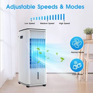 Evaporative Air Cooler Air Conditioner Portable with Remote Control, 50 Degree Oscillation, 3 Speeds & Adjustable Modes, 15 Hour Timer with Ice Packs for Home Office School Outdoor